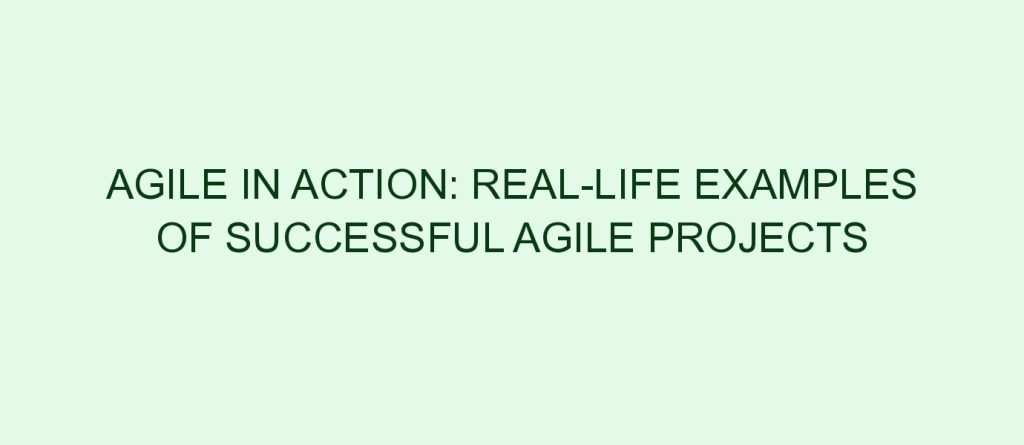 Agile in Action: Real-Life Examples of Successful Agile Projects Agile in Action: Real-Life Examples of Successful Agile Projects